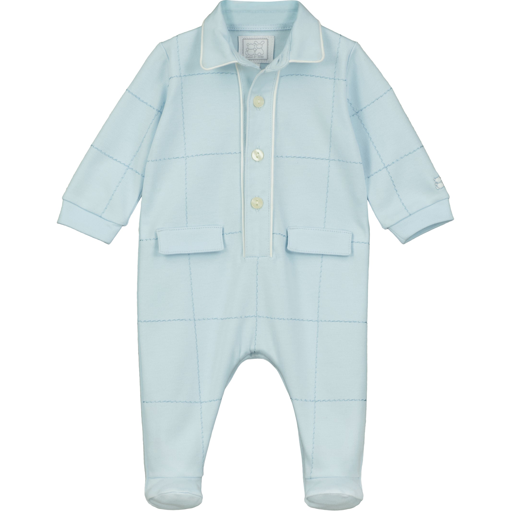 Edison Blue Check Boys Babygrow – Emile et Rose