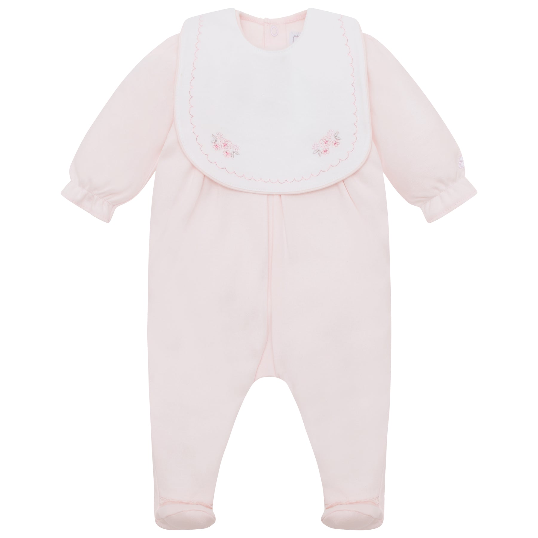 Lisa Girls Pink Cotton Babygrow With Detachable Bib – Emile et Rose