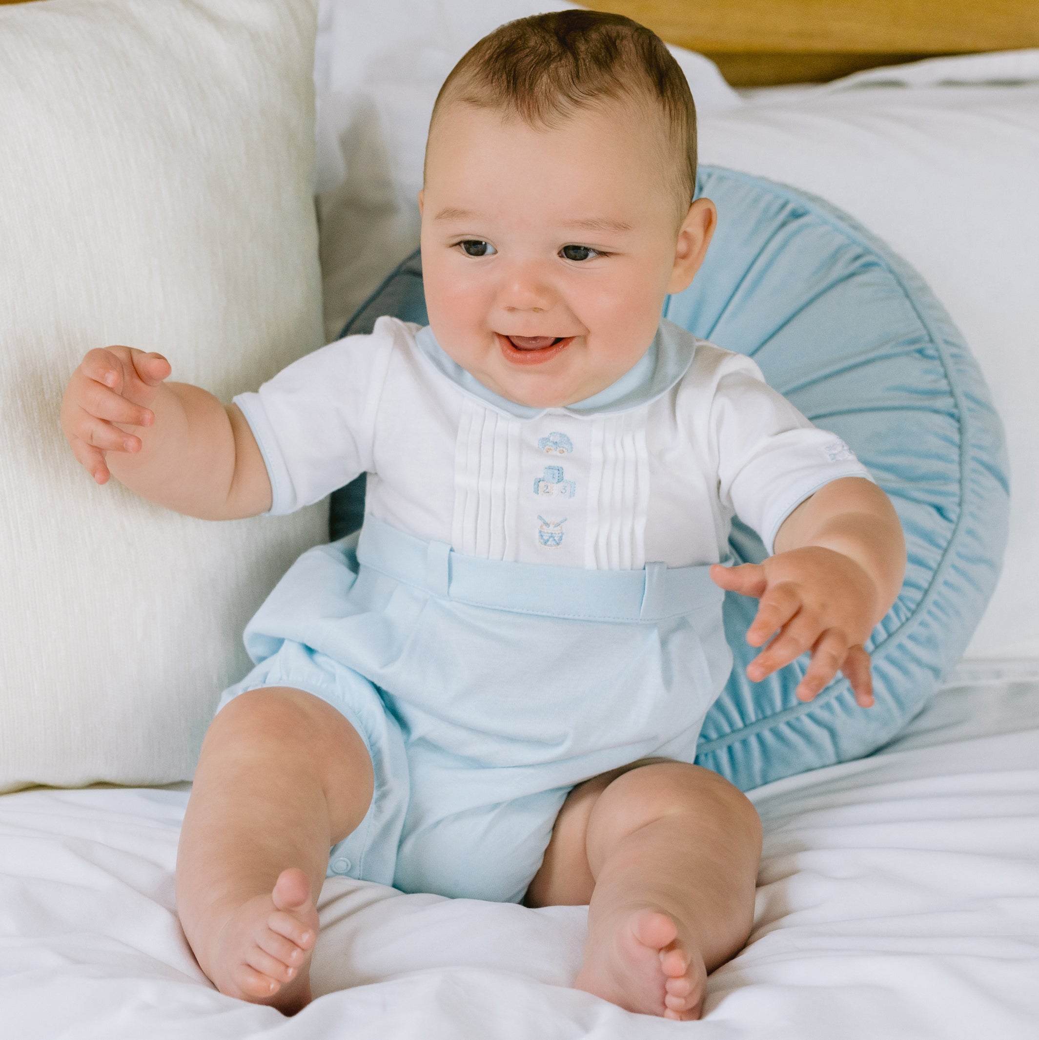 Jarvis Blue Boys Toy Embroidery Romper – Emile et Rose