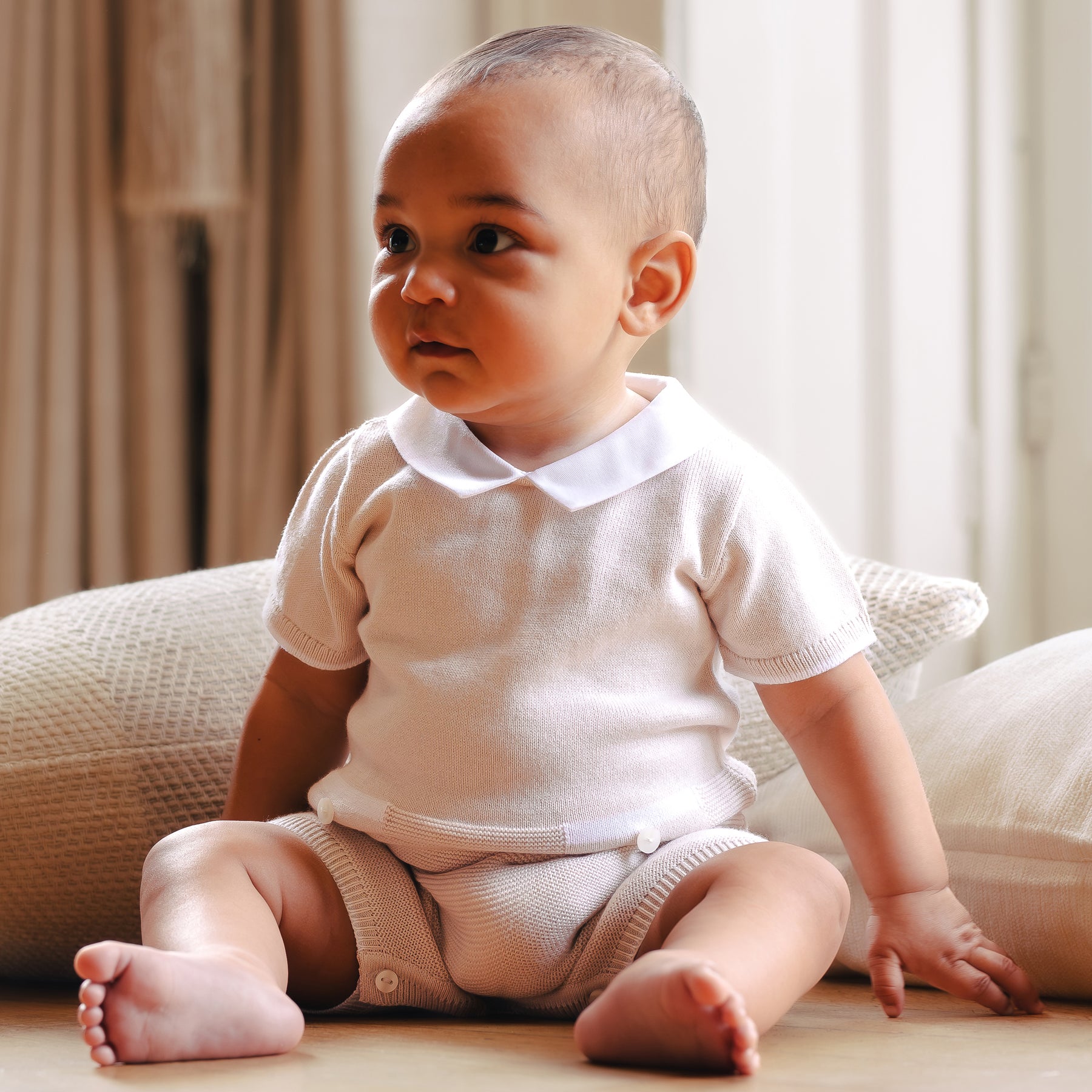 Logan Boys Stone Knit Pocket Detail Romper – Emile et Rose