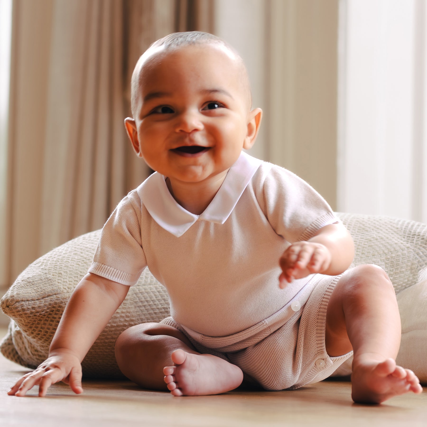 Logan Boys Stone Knit Pocket Detail Romper – Emile et Rose