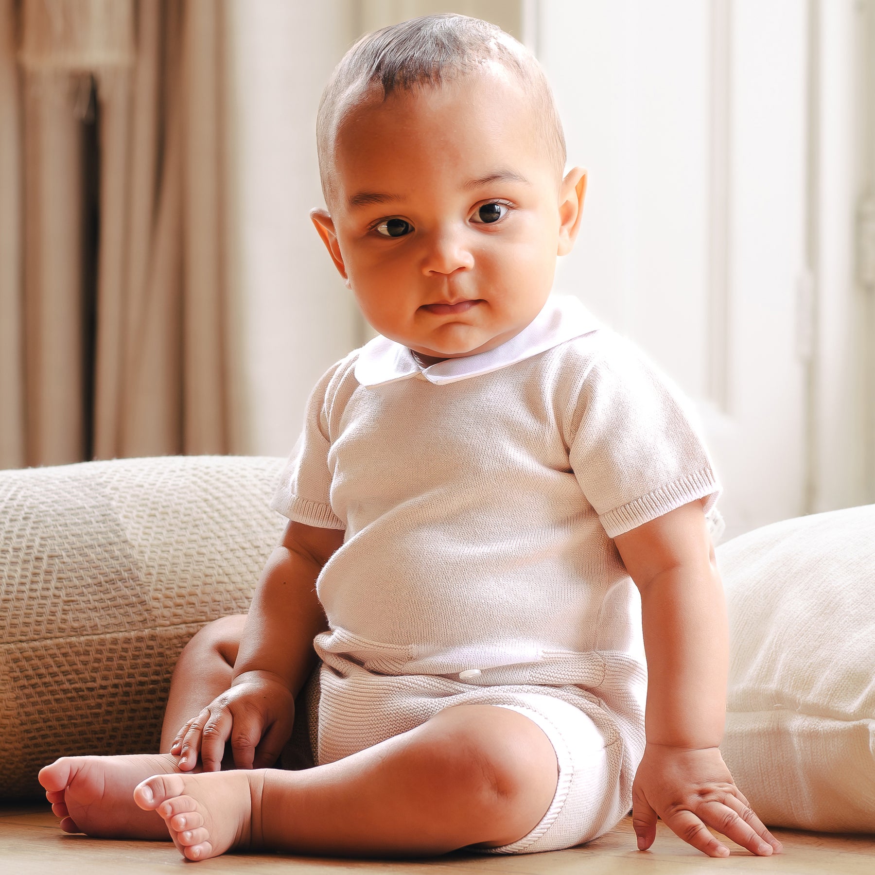 Logan Boys Stone Knit Pocket Detail Romper – Emile et Rose